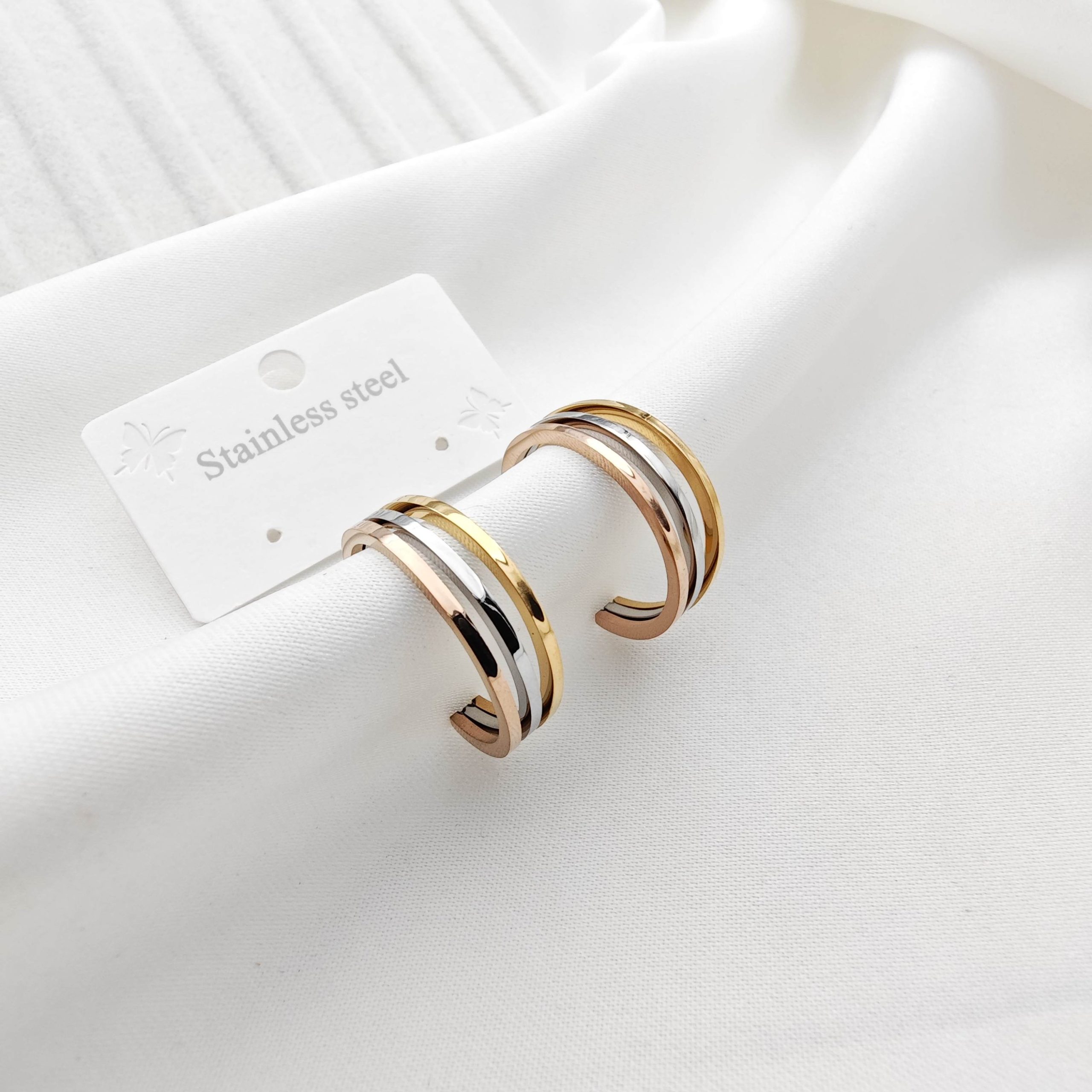 Stainless Steel 3’Renk Küpe – Stainless Steel